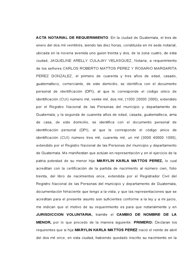 Acta Notarial de Requerimiento | PDF