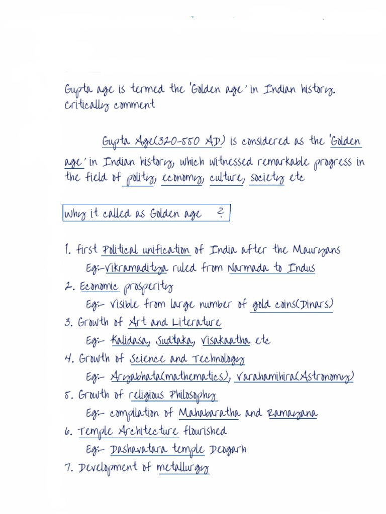 Gupta Era - Question and Model Answer | PDF