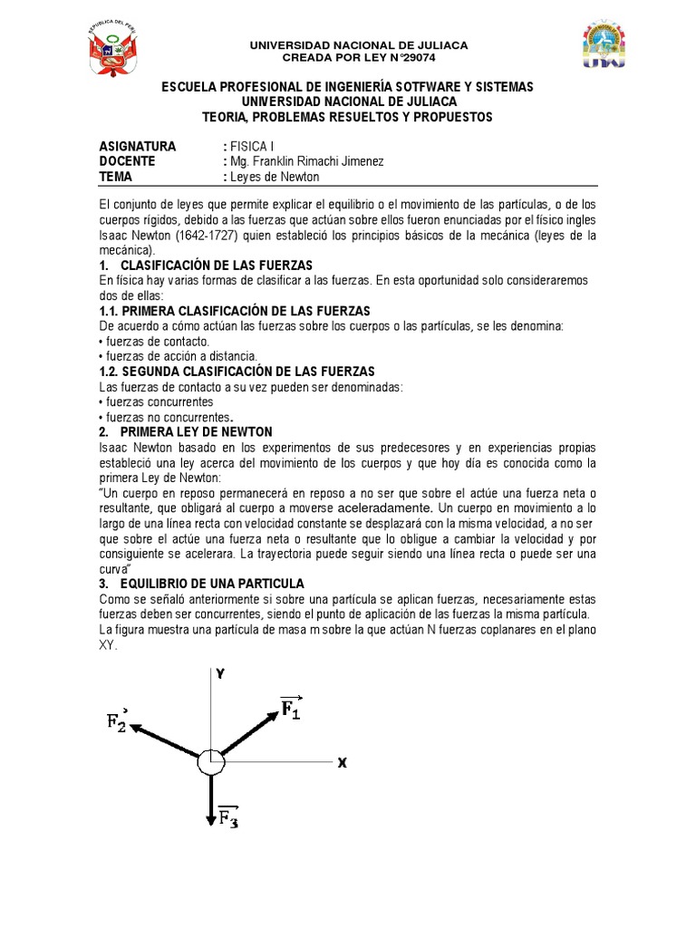 Leyes de Newton y Ejercicios Resueltos | PDF | Fuerza | Las leyes del ...