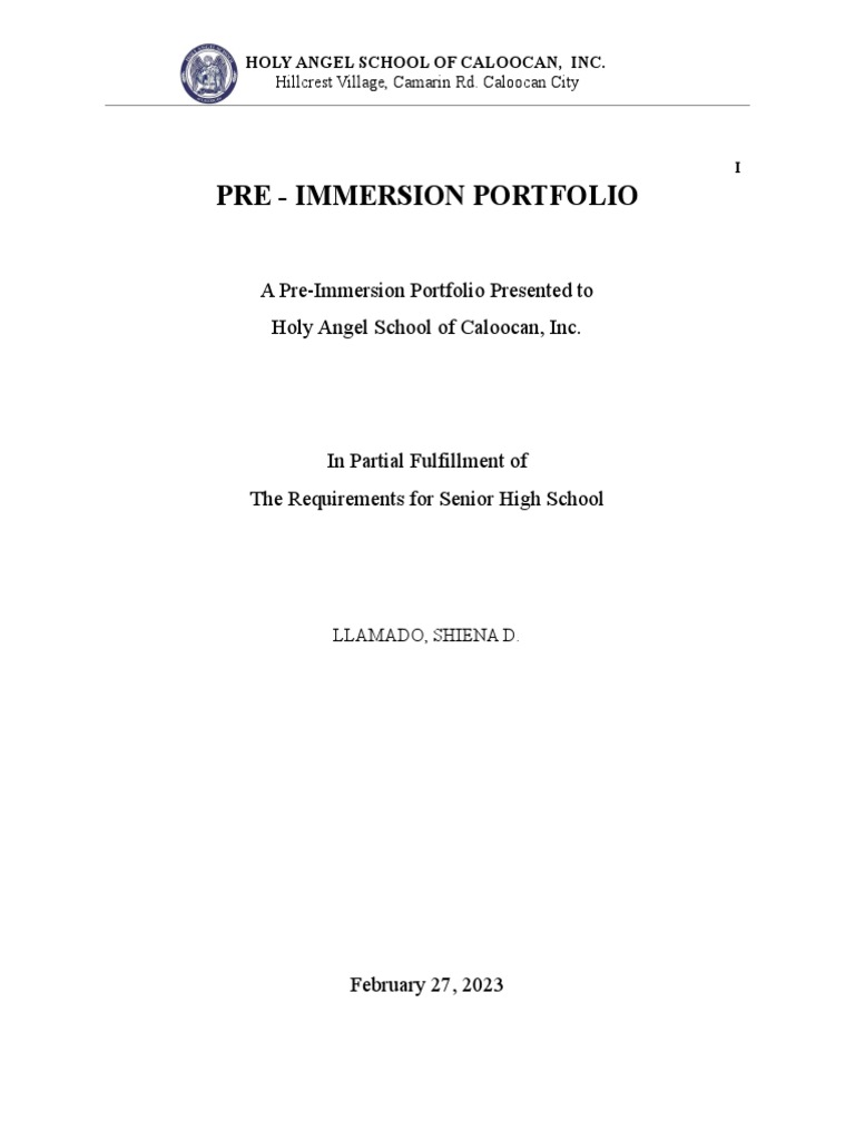 Pre-Immersion Portfolio | PDF | Career & Growth