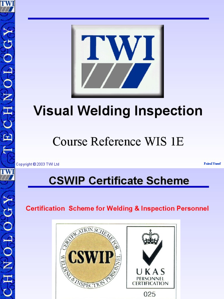 00. CSWIP 3.0 visual Inspection revised | PDF | Welding | Construction