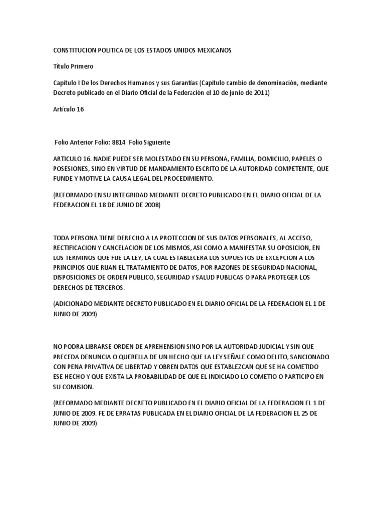 Artículo 16 de la Constitución Mexicana | PDF | Judicaturas | Juez