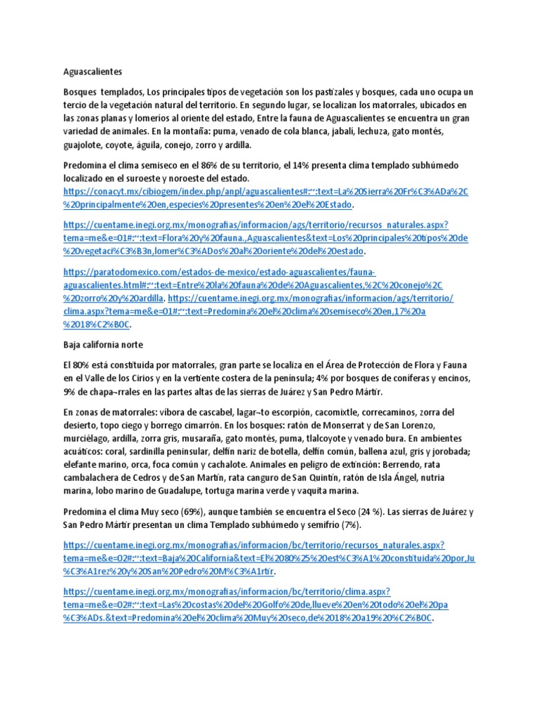 Ecosistemas y fauna de Aguascalientes | PDF | Sierra Madre Occidental ...