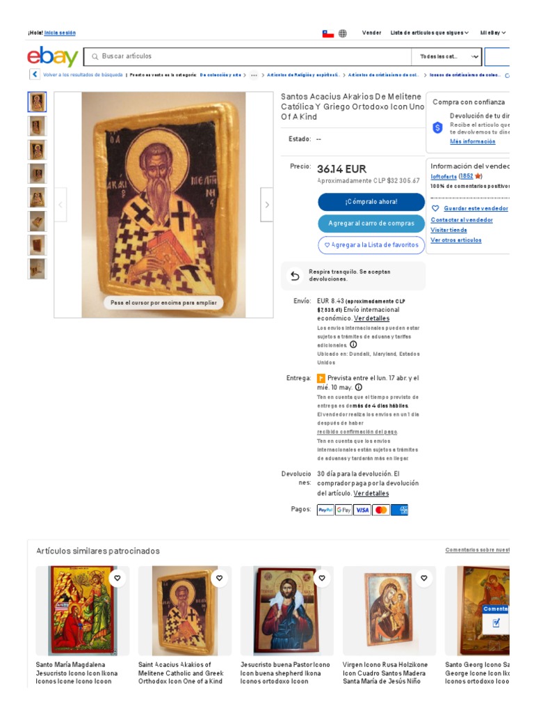Santos Acacius Akakios de Melitene Católica Y Griego Ortodoxo Icon Uno ...