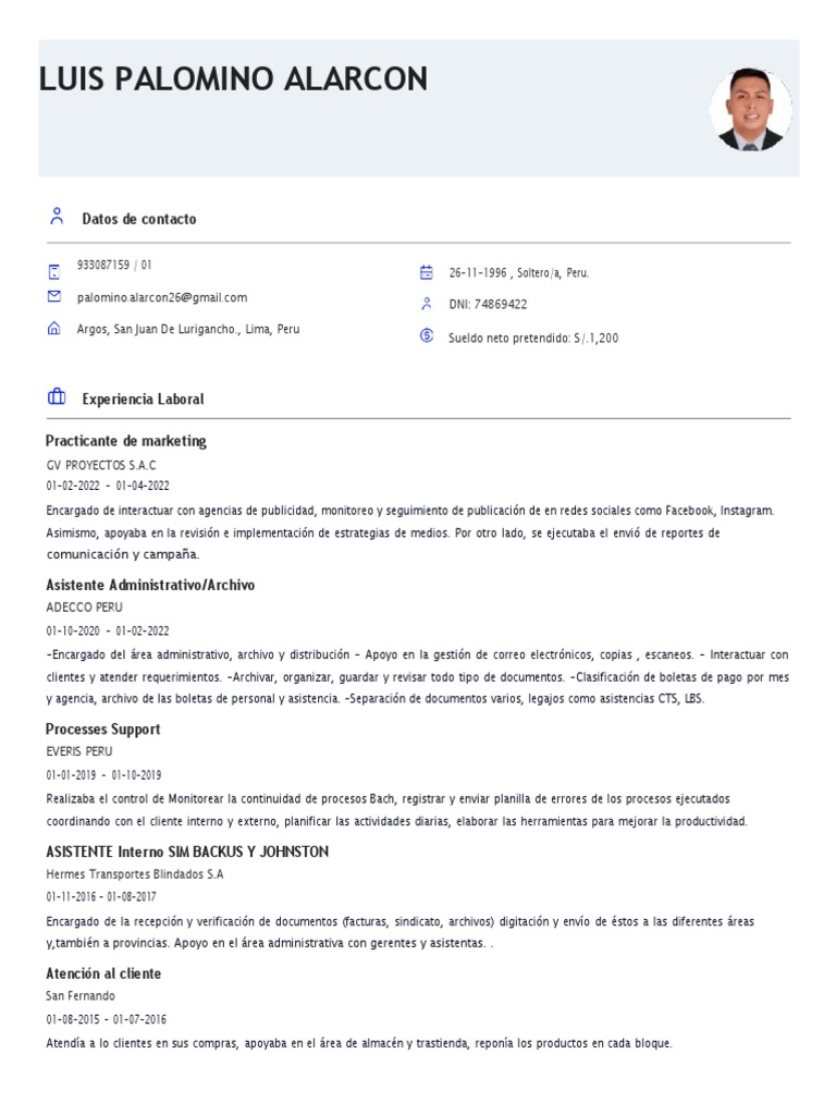 Luis Palomino Alarcon: Datos de Contacto | PDF | Marketing | Microsoft