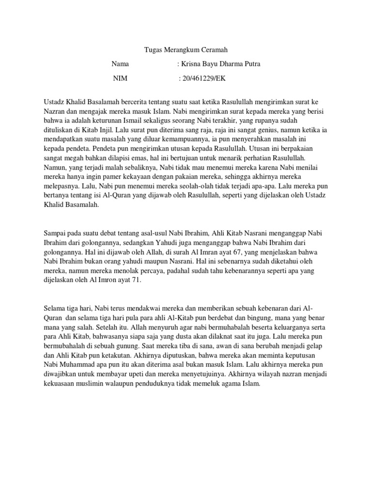 Ceramah - Krisna Bayu Dharma Putra | PDF