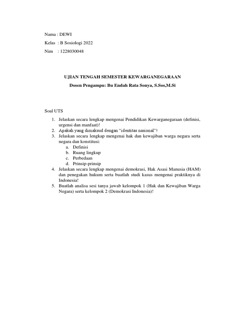 Uts KWN - Dewi (1228030048) | PDF