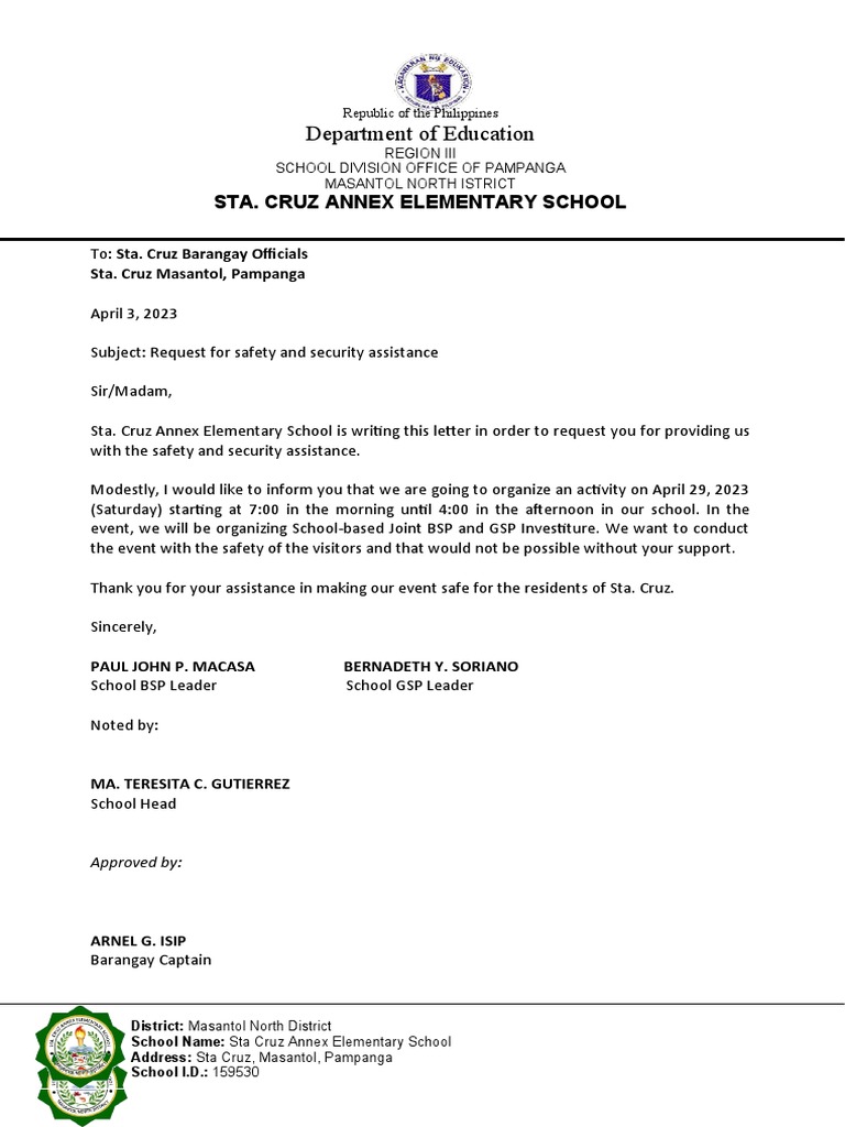 Request Letter To Barangay | PDF