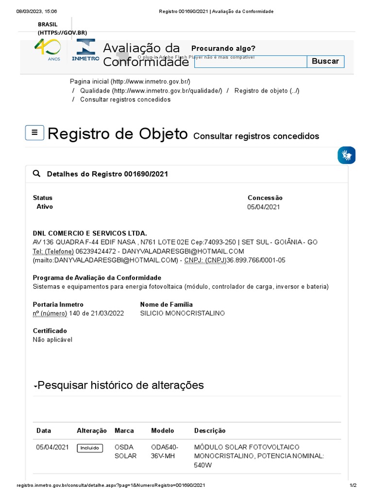 Registro de Módulos Solares OSDA | PDF | Hogar, jardinería y bricolaje | Informática