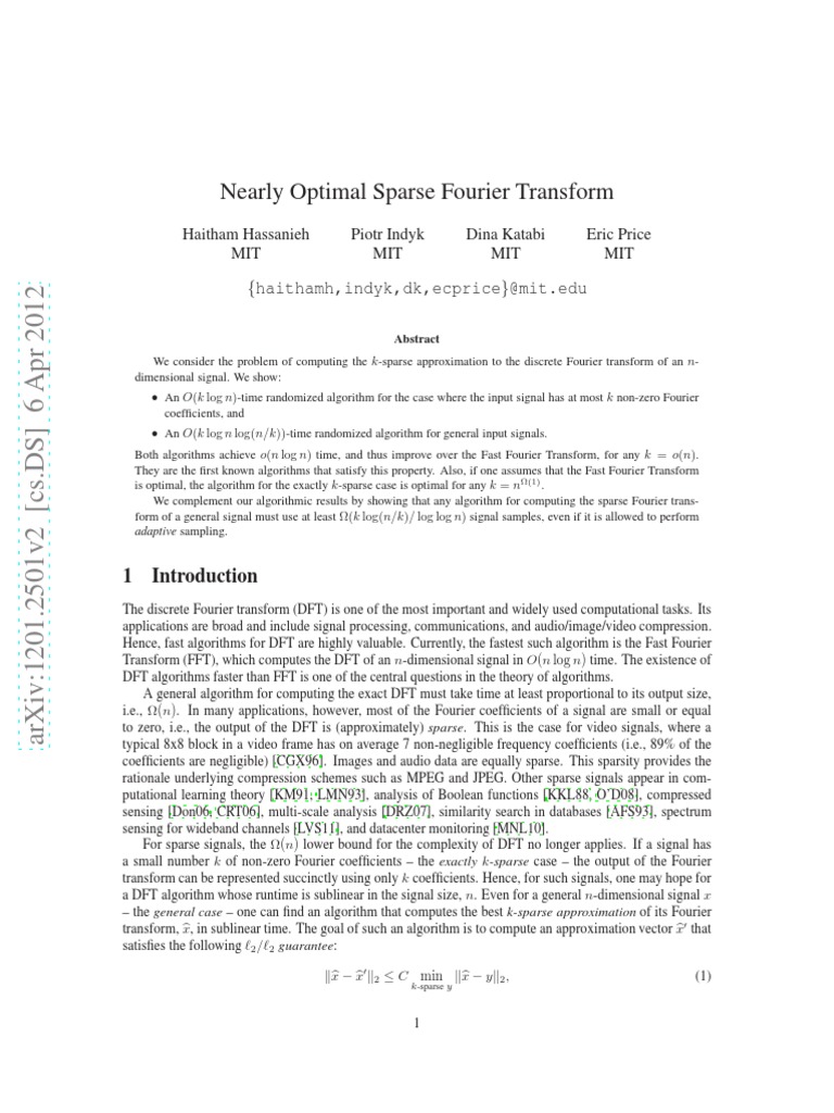Nearly Optimal Sparse Fourier Transform O K Log N And O K Log N Log N K Time Algorithms