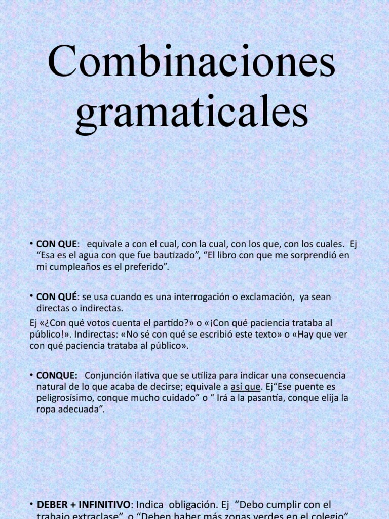 Combinaciones gramaticales fundamentales | PDF | Adverbio | Unidades Semánticas
