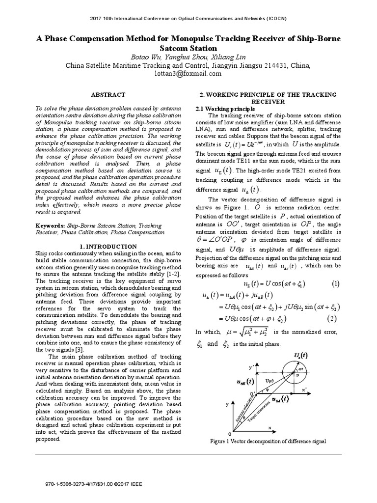 A Phase Compensation Method For Monopulse Tracking Receiver | PDF ...