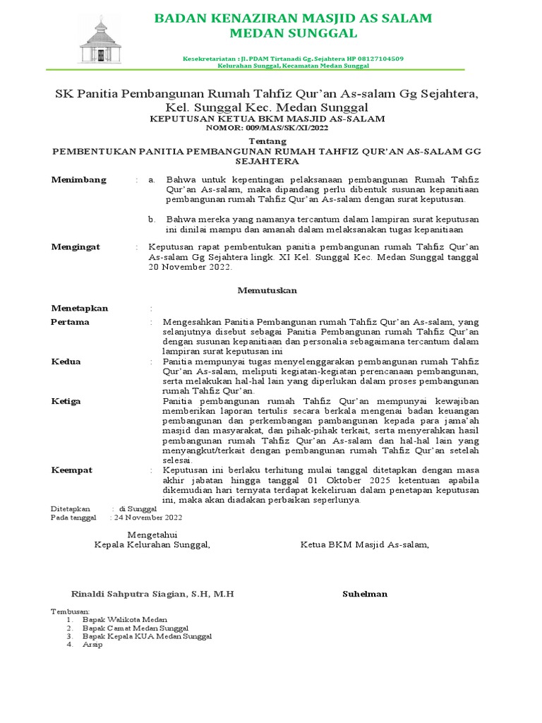 SK Panitia Pembangunan Masjid Assalam-1-1 | PDF