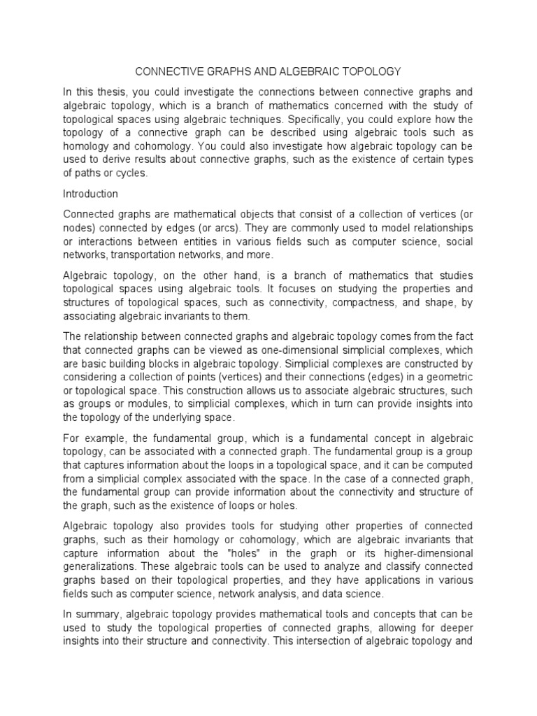 Connective Graphs And Algebraic Topology Pdf Algebraic Topology Topology