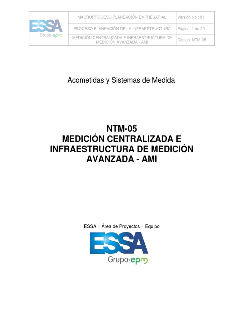 ntm-05 Medicion Centralizada e Infraestructura de Medida Avanzada AMI | PDF | Cubierta segura ...