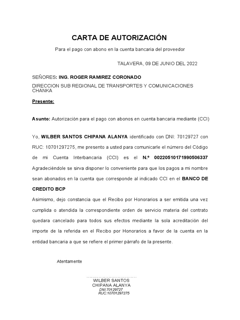 Carta Cci Servicios | PDF