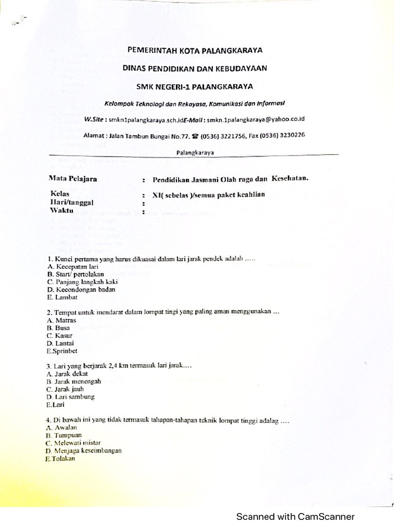 Soal Kisi-Kisi PJOK KELAS XI | PDF