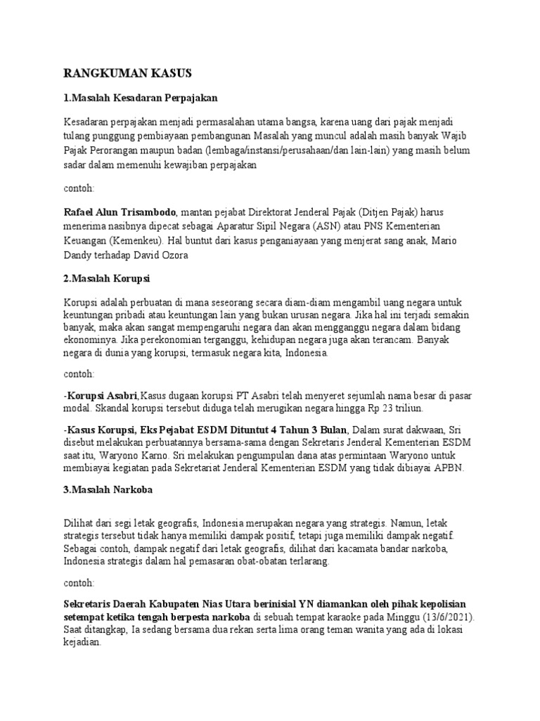 Rangkuman Kasus | PDF | Fiksi Misteri, Thriller, & Kejahatan