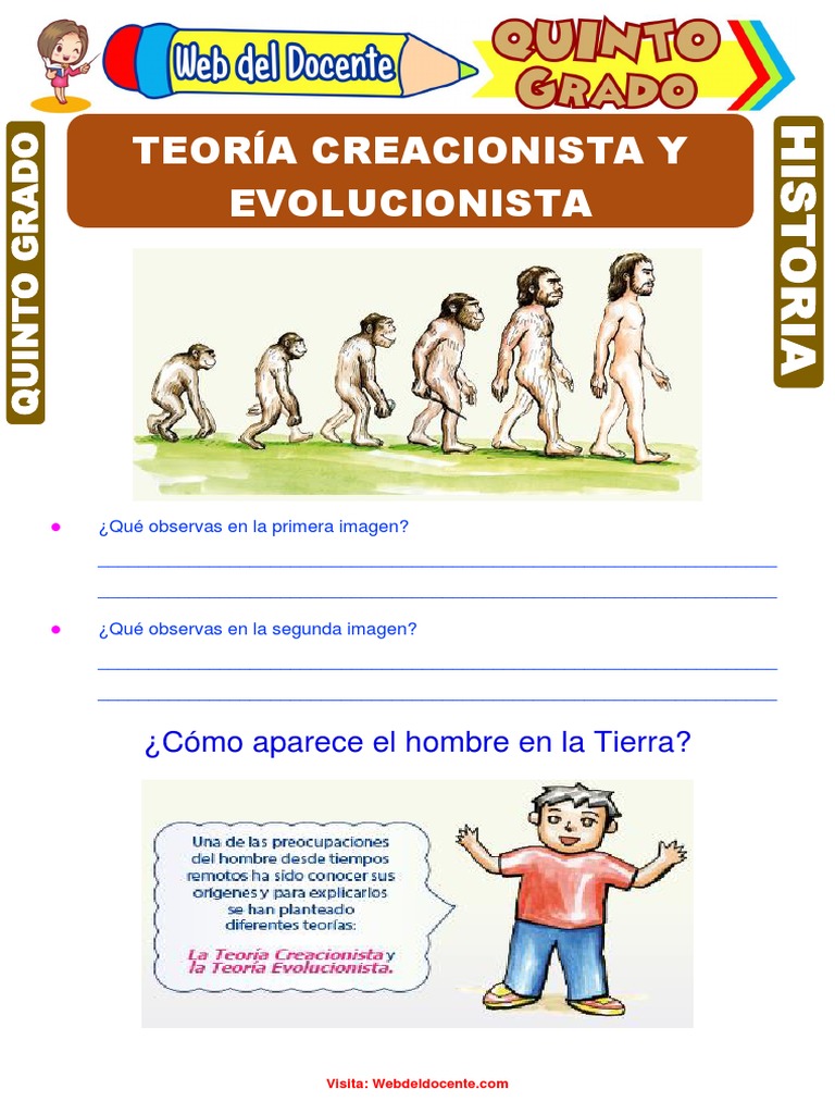 Teoría Creacionista y Evolucionista para Quinto Grado de Primaria | PDF | Evolución | Charles Darwin