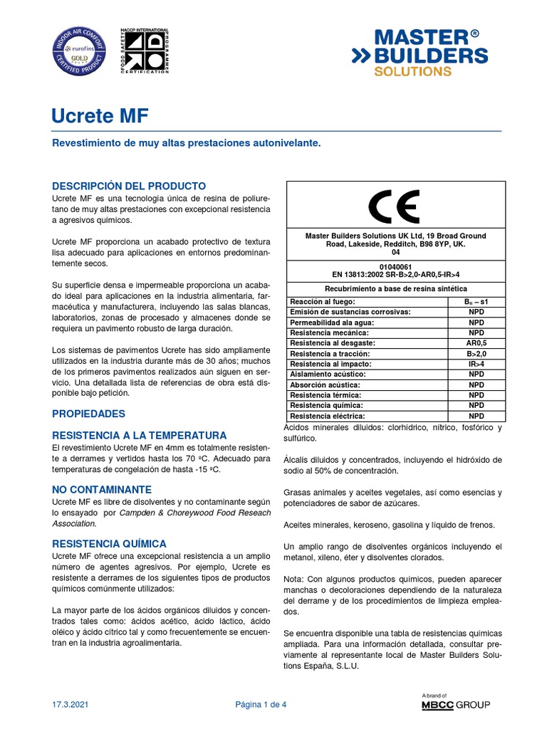 Ucrete Mf Pdf Hormigón Solvente