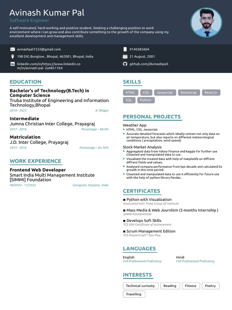 Avinash's Resume | PDF | Data | Computer Science