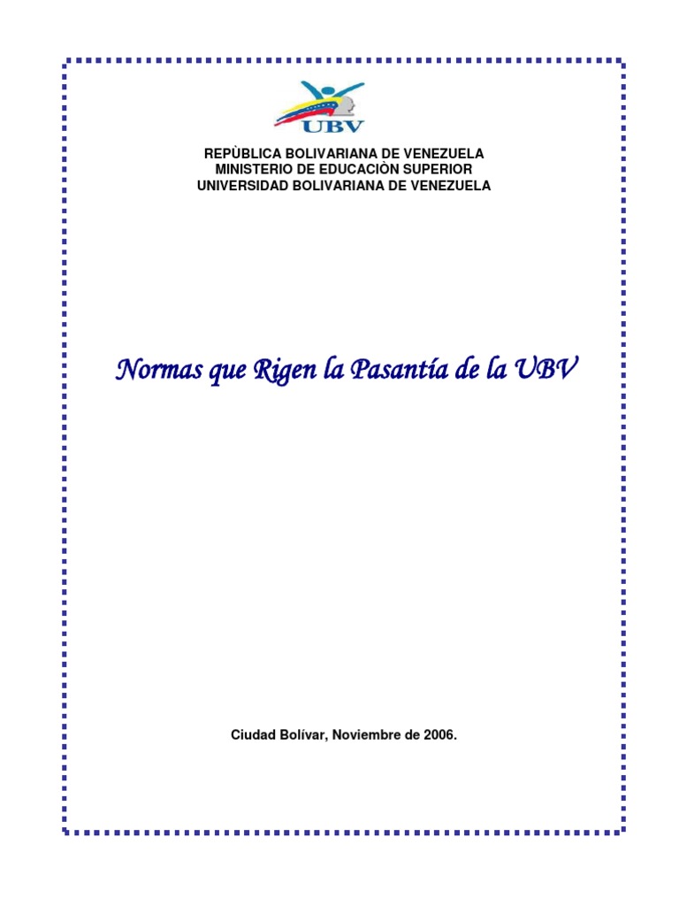 Normas Que Rigen La Pasantía de La UBV | PDF | Evaluación