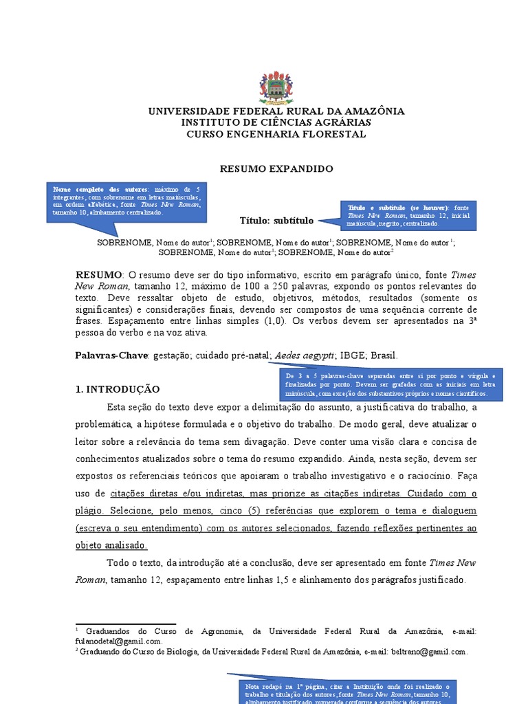 Estrutura de Resumo Expandido ABNT | PDF