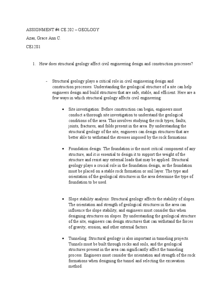 Geology Assignment | PDF | Geology | Structural Geology