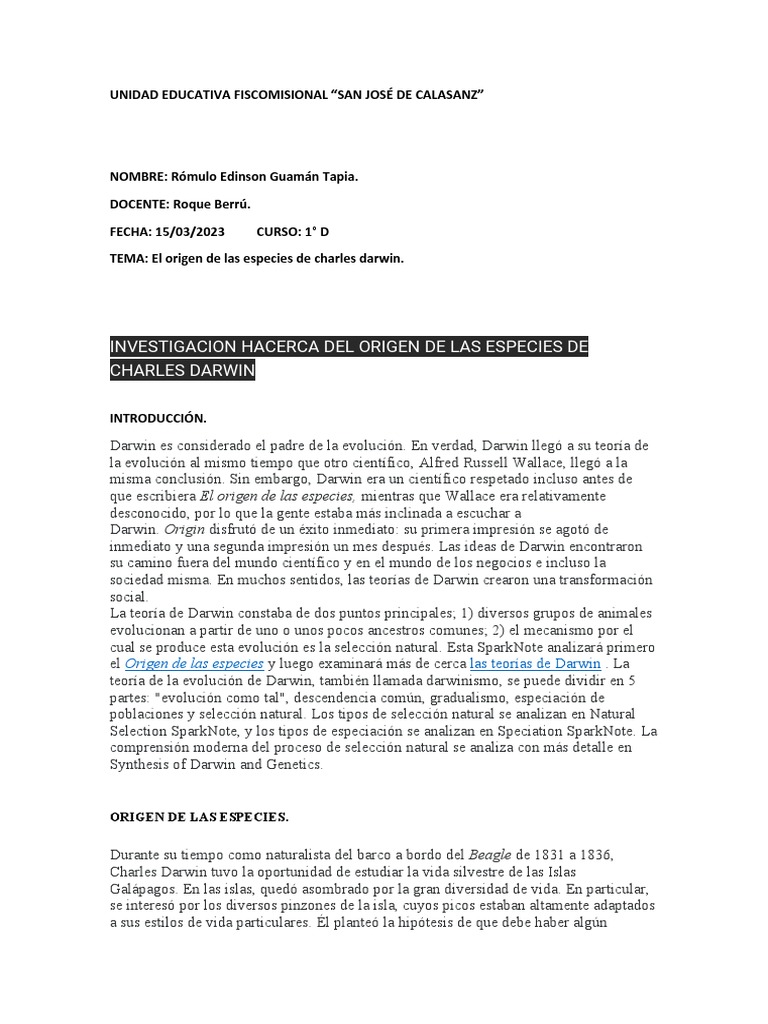 Charlea Dariwin | PDF | Evolución | Charles Darwin