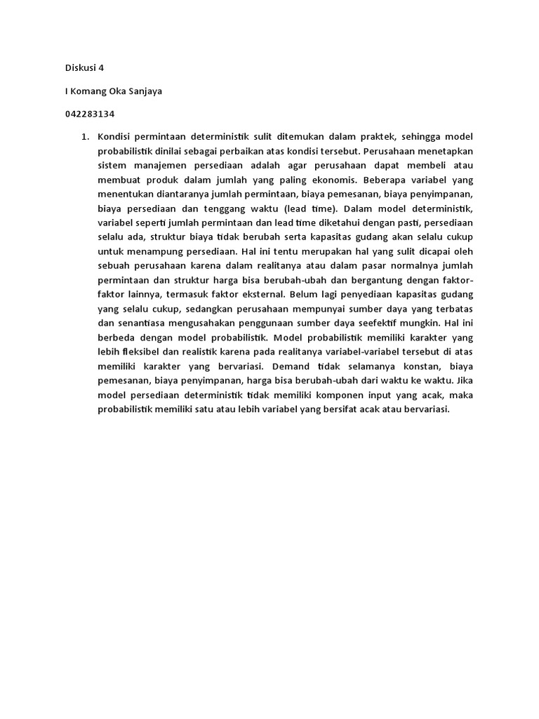 Model Probabilistik dalam Manajemen Persediaan | PDF