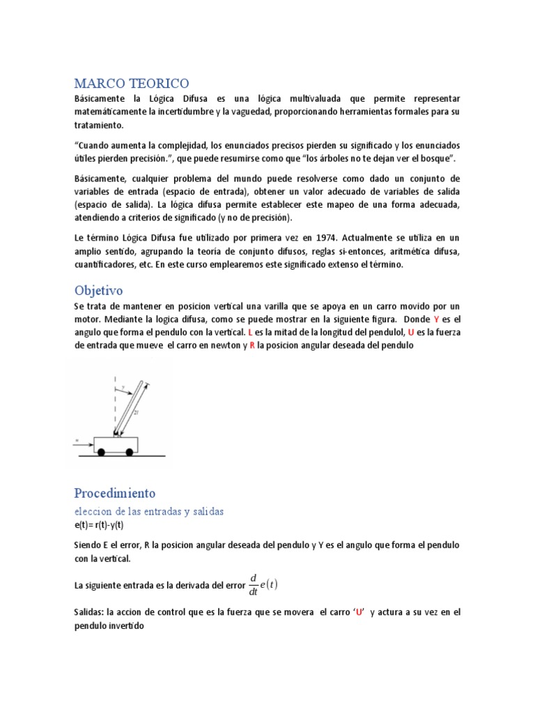 Pendulo Invertido Reporte Final | PDF | Lógica difusa | Lógica