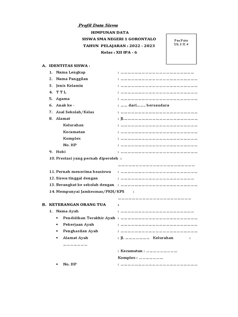 Profil Data Siswa | PDF