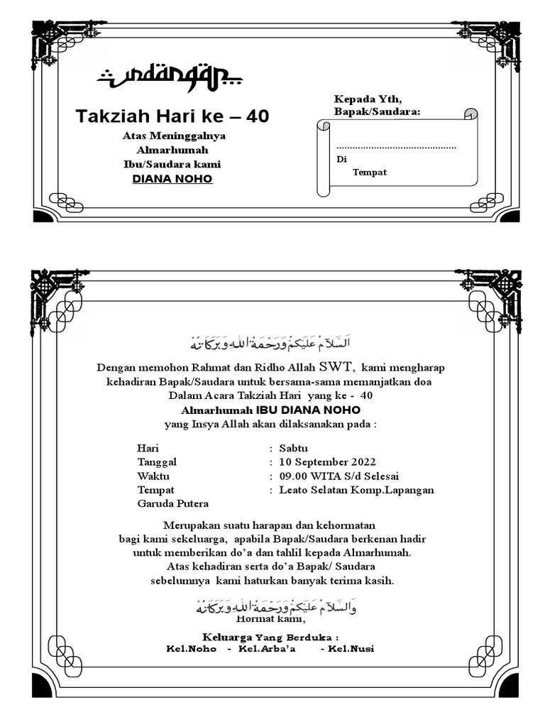 Undangan Takziah | PDF