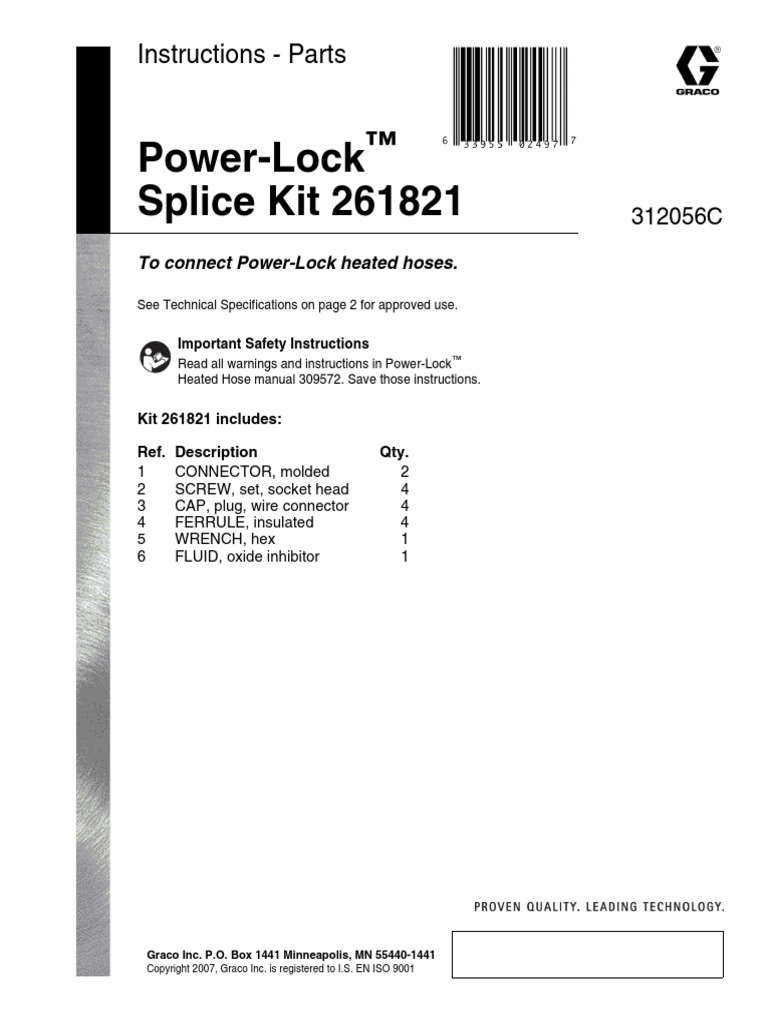 Power-Lock Splice Kit 261821: Instructions - Parts | PDF | Electrical Connector | Wire