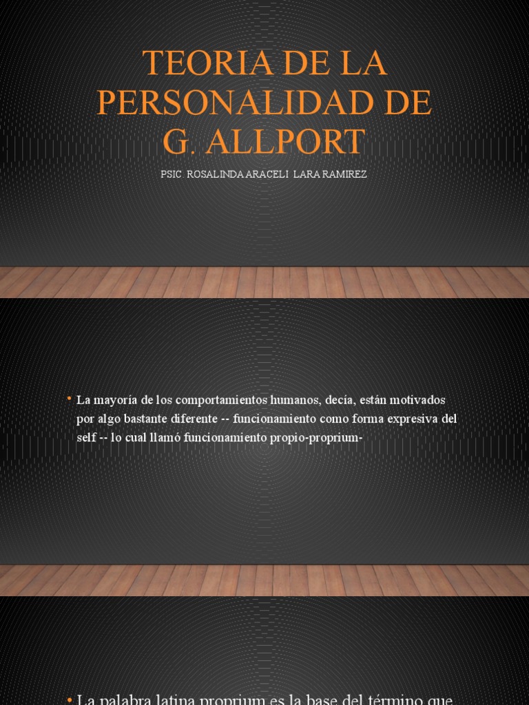 Teoria de La Personalidad de G. Allport | PDF | Teorías filosóficas | Cognición