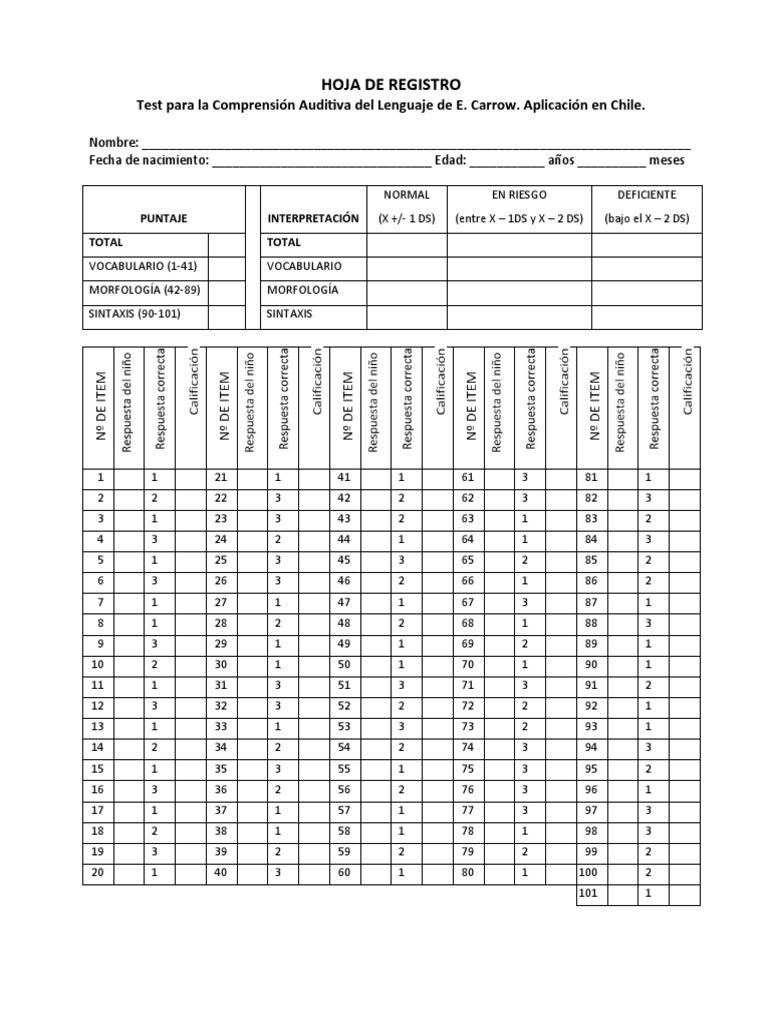 Hoja de Registro TECAL | PDF