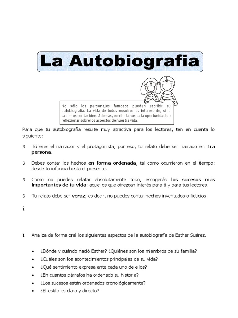 Ficha La Autobiografia Para Sexto de Primaria | PDF