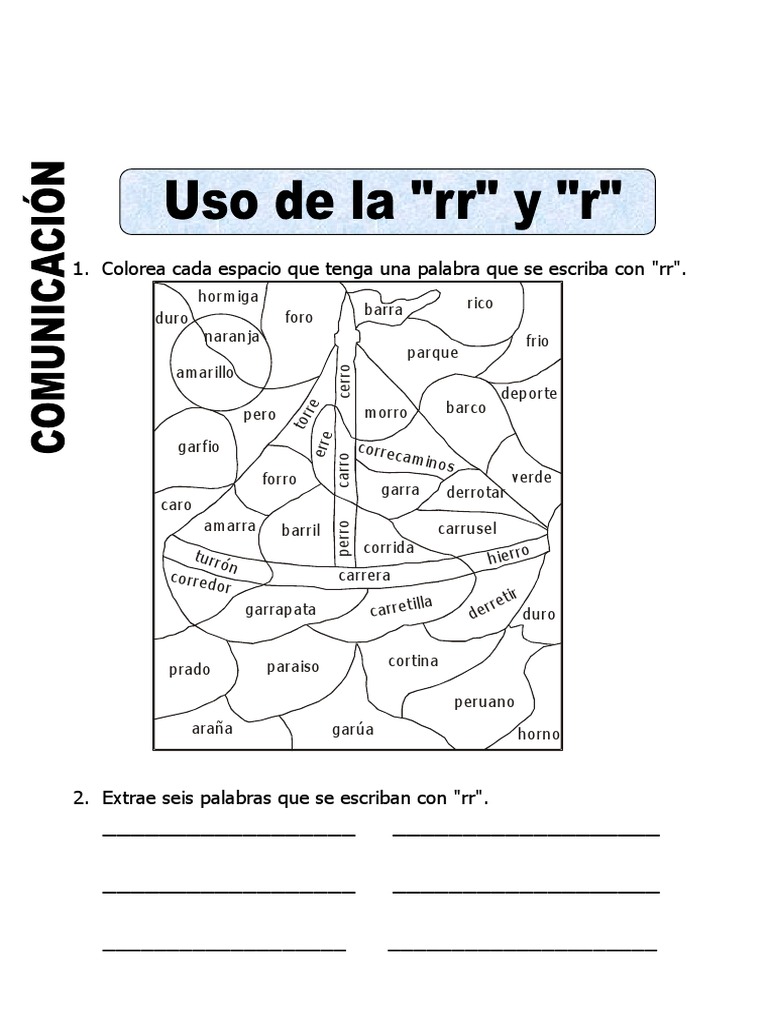 Actividades para aprender "r" y "rr" | PDF