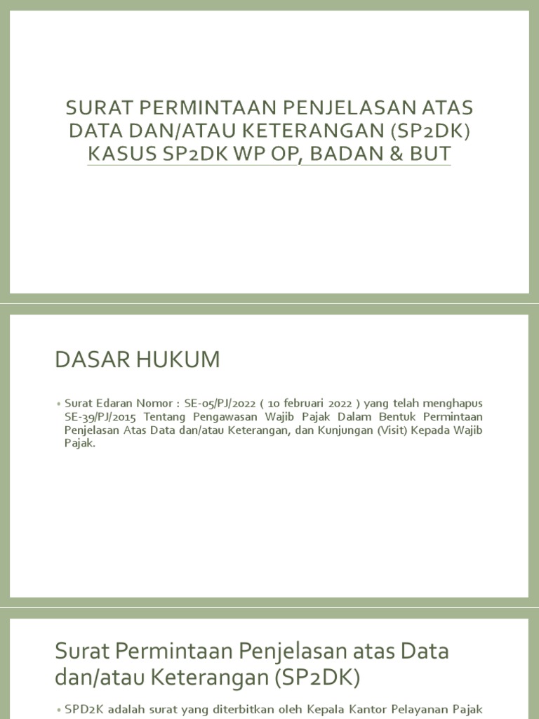 Menghadapi SP2DK: Panduan Wajib Pajak | PDF