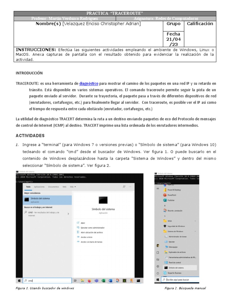 Practica DOS REDES Traceroute | PDF | Software | Ciencias de la Computación