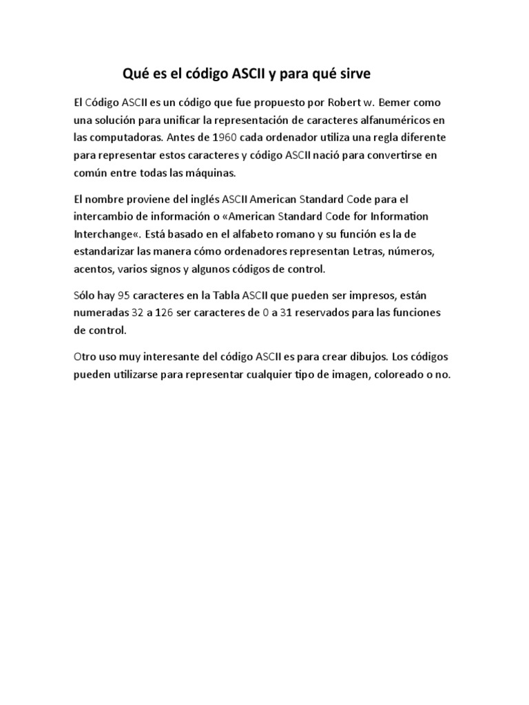Introducción al Código ASCII y su Uso | PDF | Tecnología