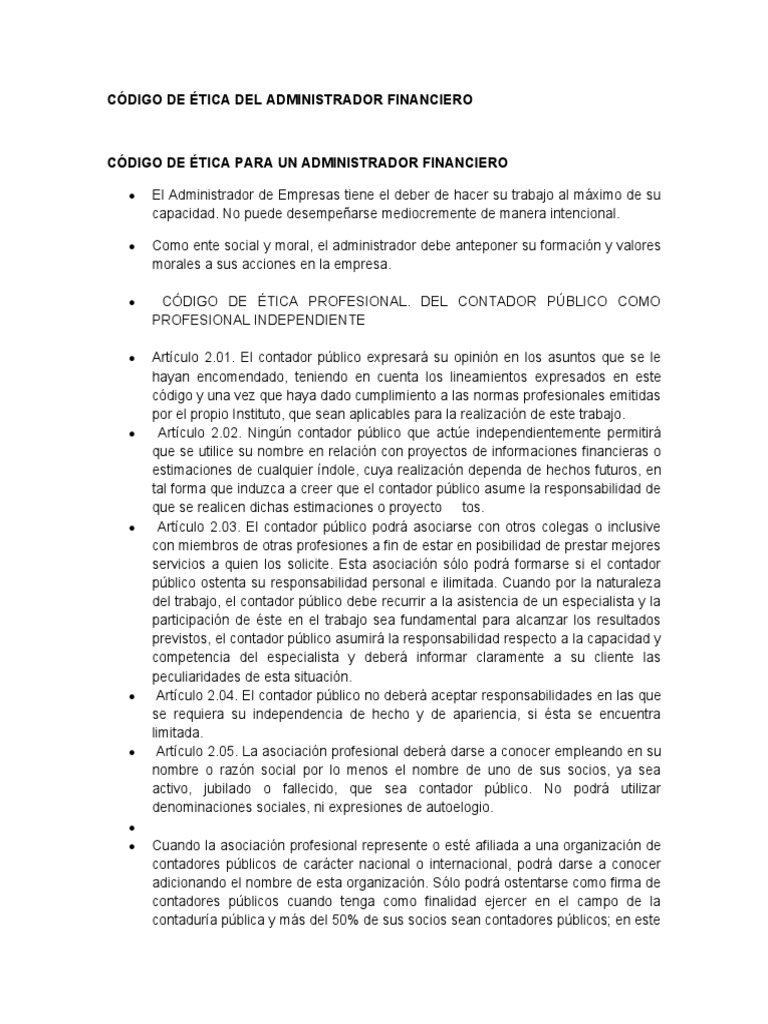 Ética Financiera: Claves y Responsabilidades | PDF | Contador ...