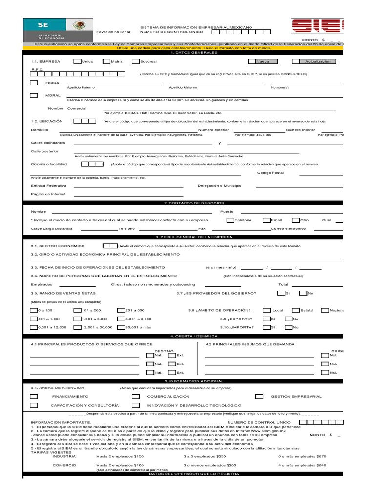 Registro Siem Y Alta En Shcp Pdf Economias