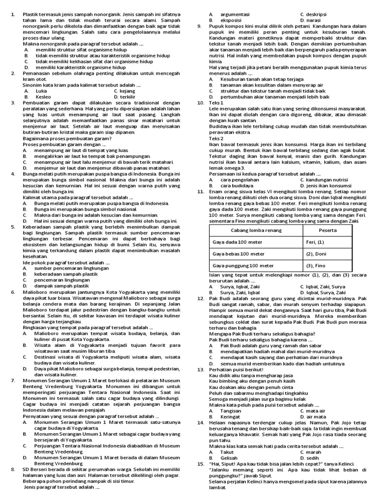 Tryout 4 Bahasa Indonesia | PDF