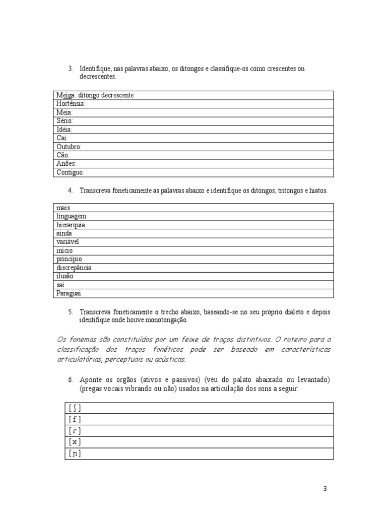 Caderno de Exerc 3 | PDF