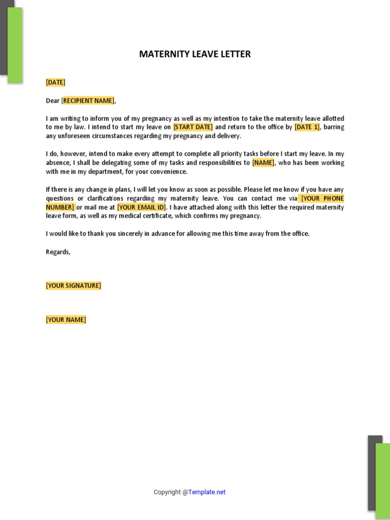 Free Maternity Leave Letter Template US | PDF | Career & Growth
