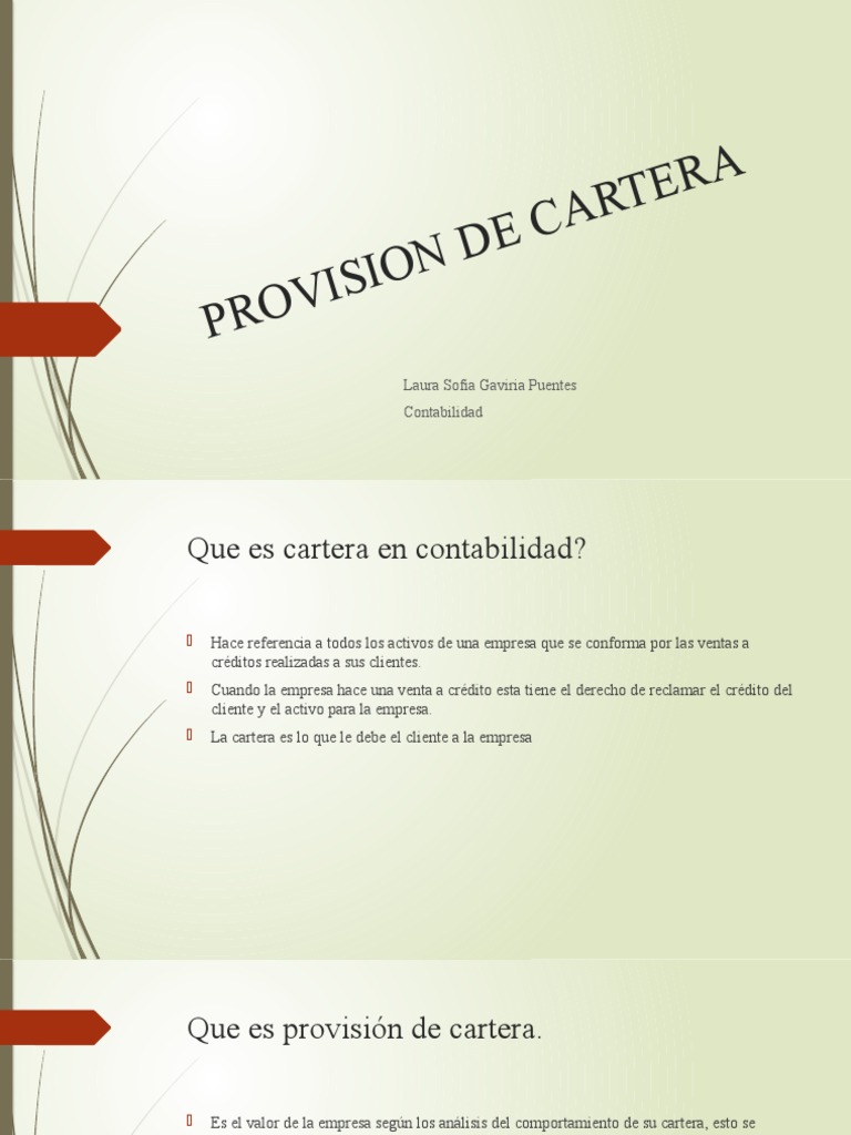 Provisión De Cartera En Contabilidad Pdf Contabilidad Servicios