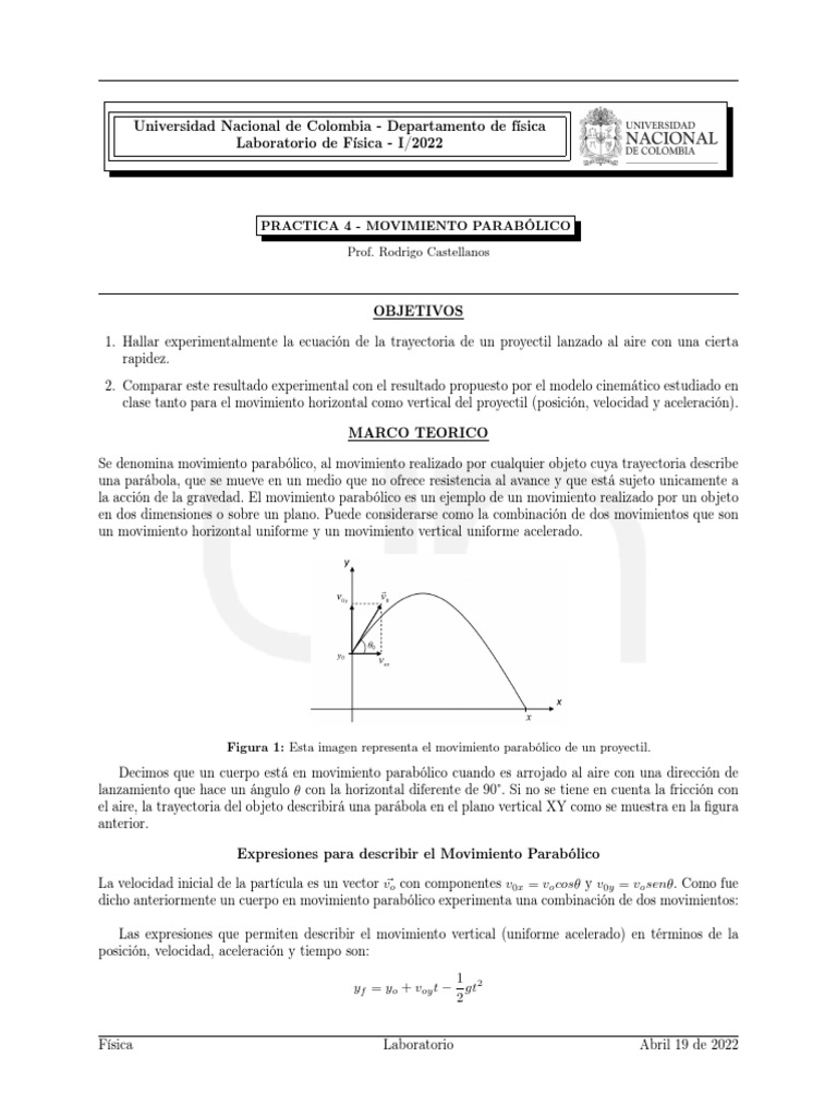 Lab4 Proyectiles | PDF | Espacio | Física Aplicada e Interdisciplinaria
