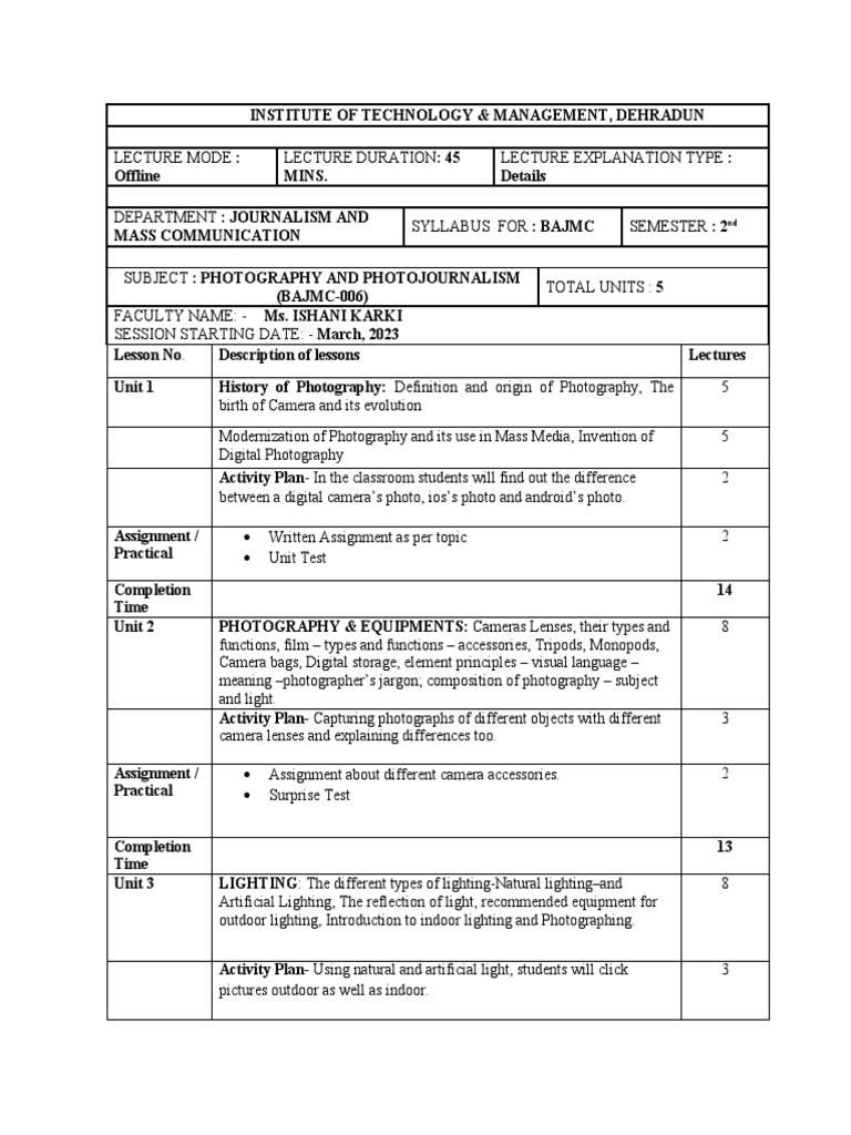 Institute of Technology Lesson Plan | PDF | Documentary Film | New Media