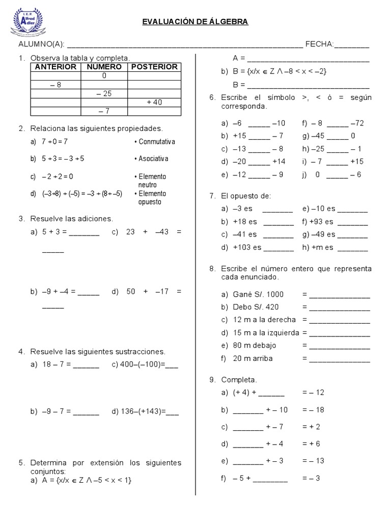Alfred Adler Eval Algebra | PDF | Matemáticas